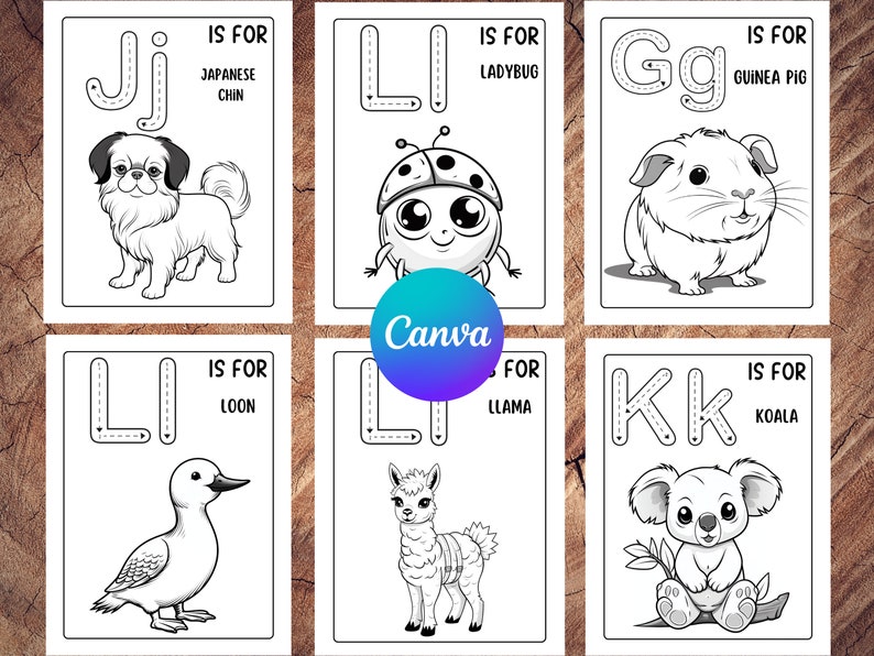 Animal Alphabet Coloring Pages: ABC Preschool Activity (102 PNG) - Etsy