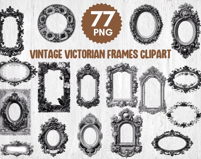 Shabby Chic Pink Frames Clipart: Victorian Rustic Borders (digital ...