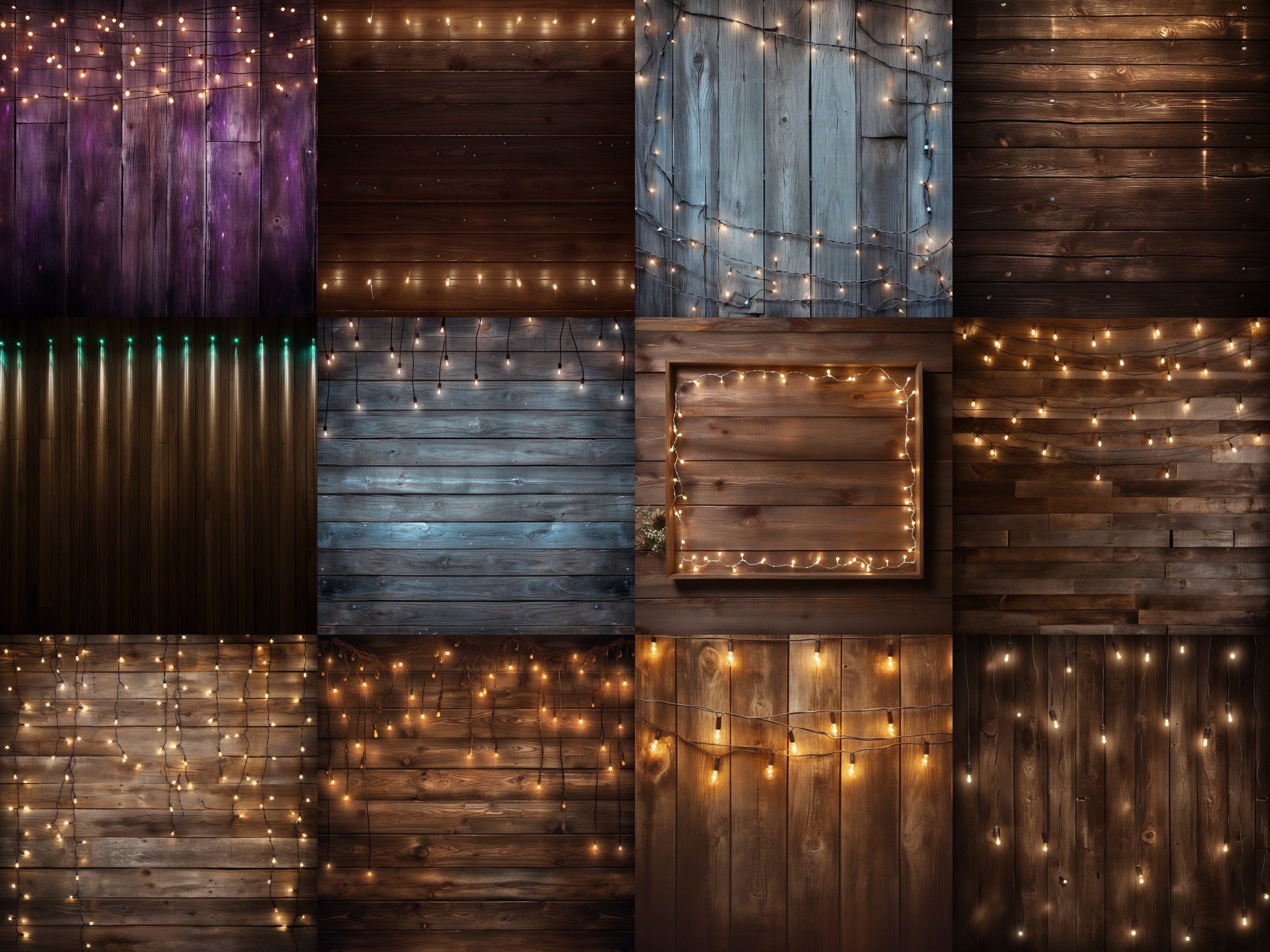 120 Rustic Fairy Lights Background Mockup,wedding Wood Digital Paper ...