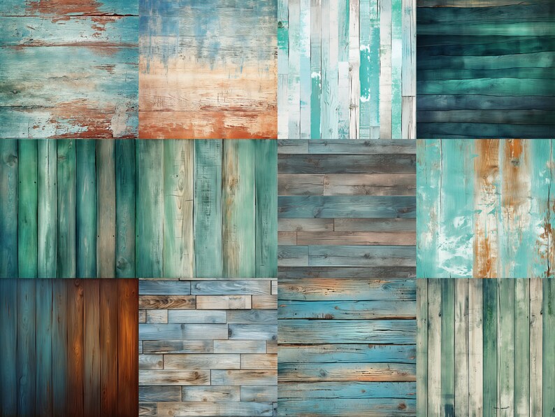 159 Green Blue Wood Digital Paper,wood Backdrop, Wood Scrapbook Paper ...