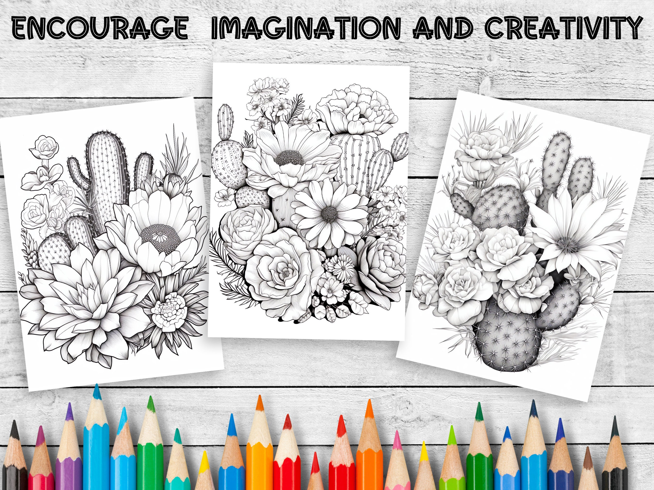 142 Cactus & Succulent Coloring Pages,plant Coloring Pages for Adults ...