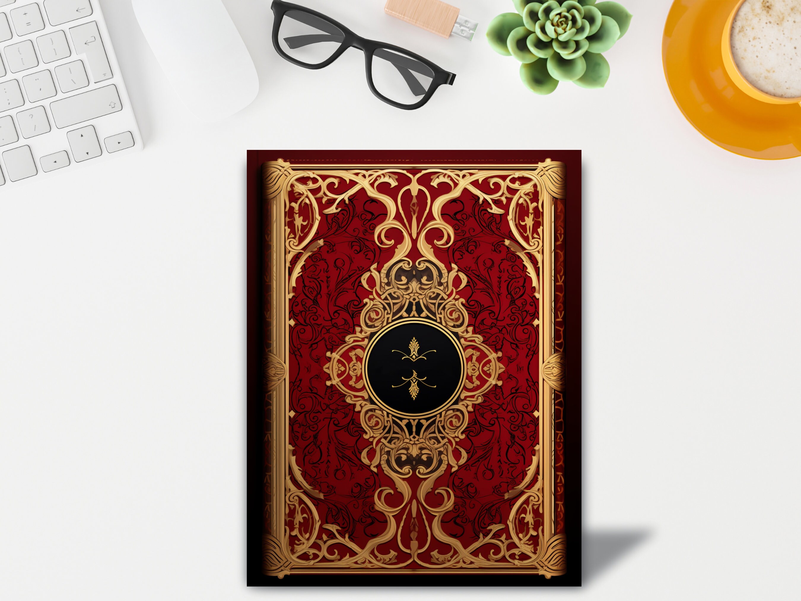 175 Gilded Red Book Covers,printable Decorative Gilded Book Covers,kdp ...