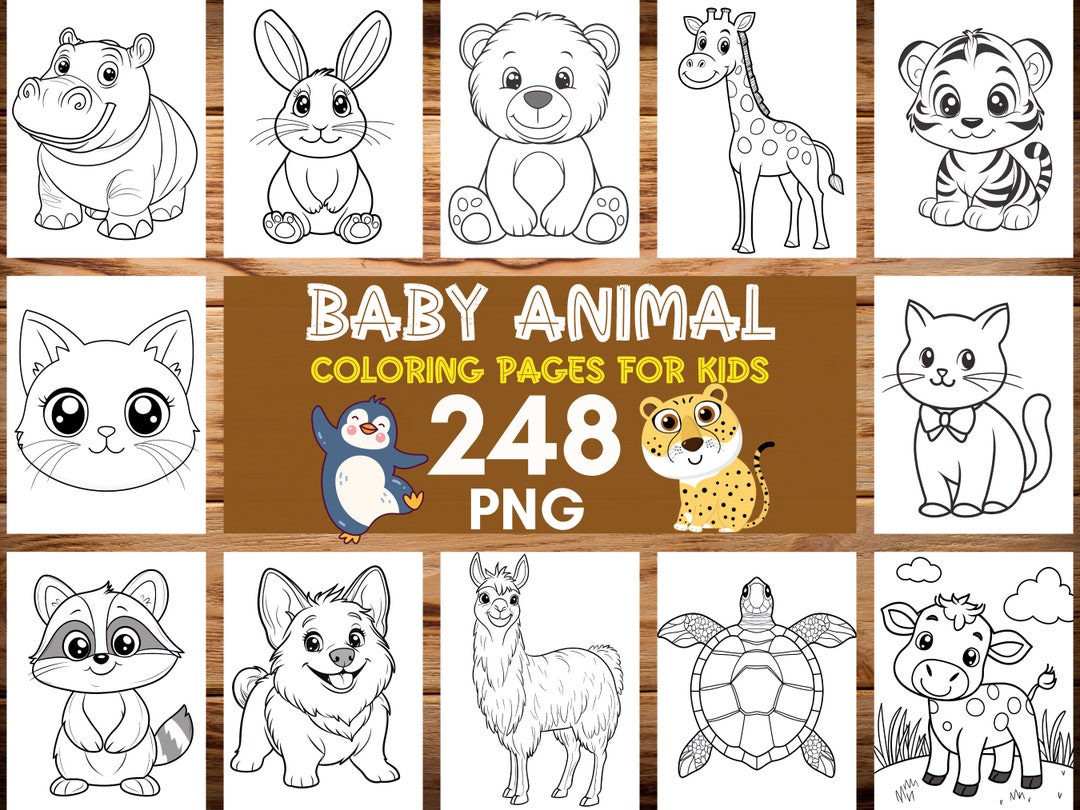 248 Cute Baby Animal Coloring Pages for Kids,baby Animal Coloring Book ...
