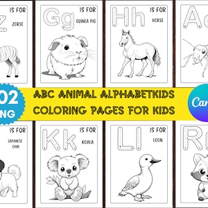ABC Animal Alphabet Coloring Pages for Kids,preschool Coloring Pages ...