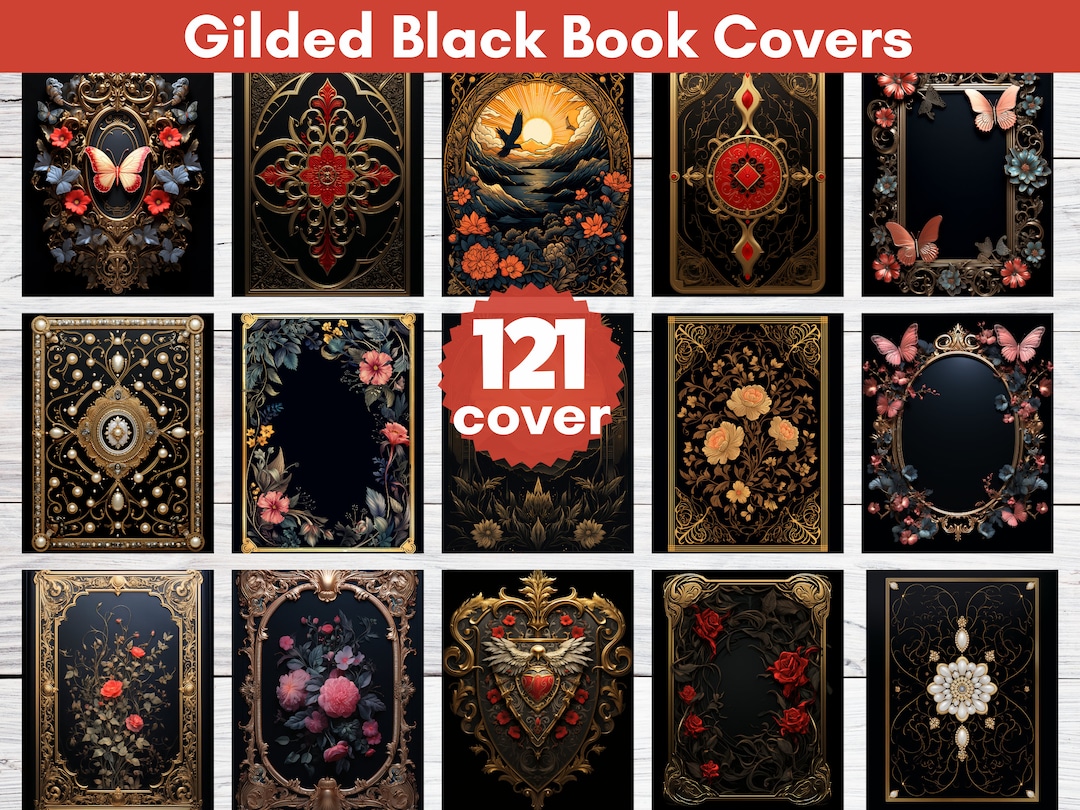 121 Gilded Black Book Covers,black Leather Book Covers,vintage Book ...