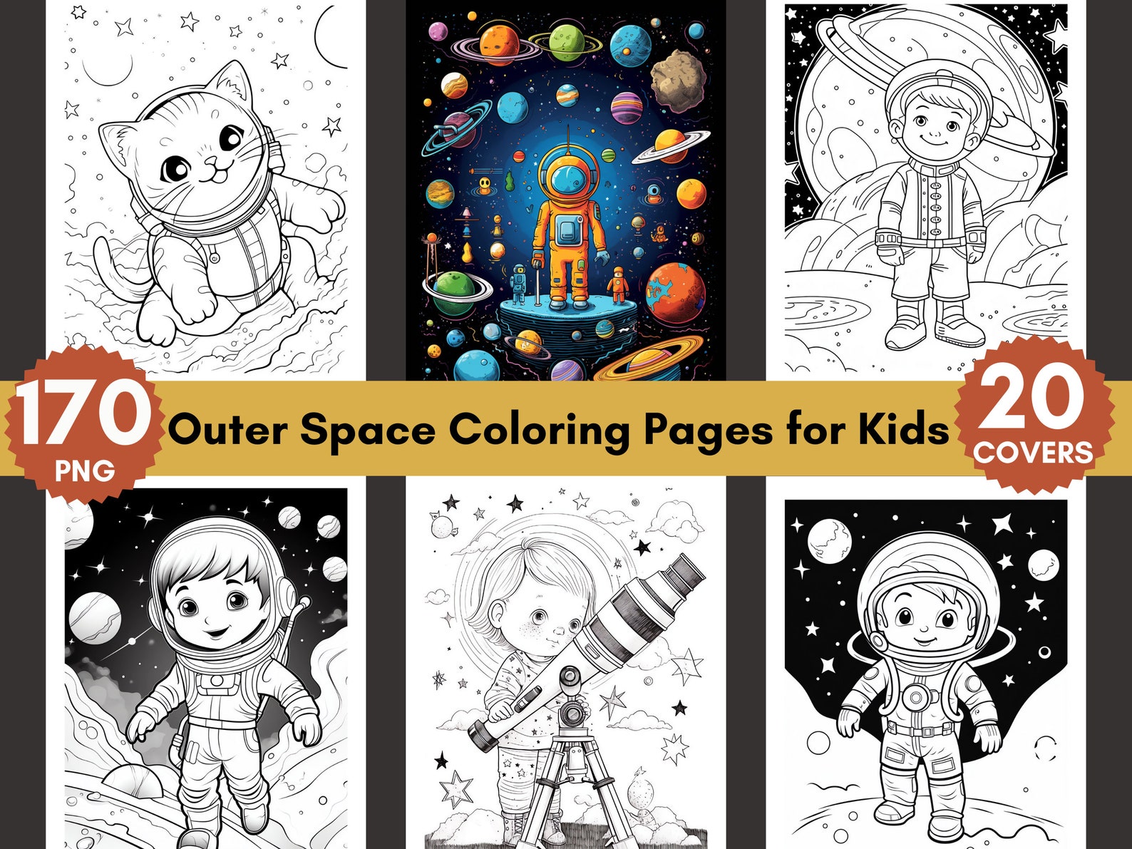 170 Outer Space Coloring Pages for Kids Planets Coloring - Etsy