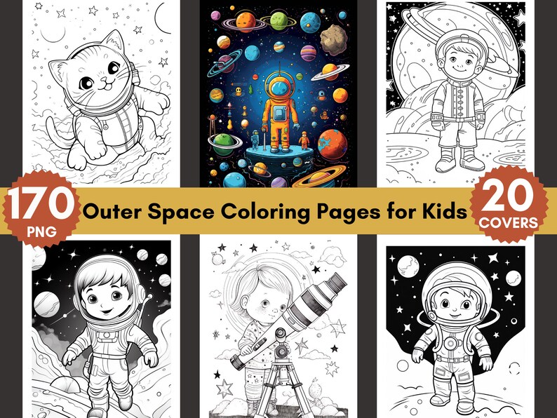 170 Outer Space Coloring Pages for Kids Planets Coloring - Etsy