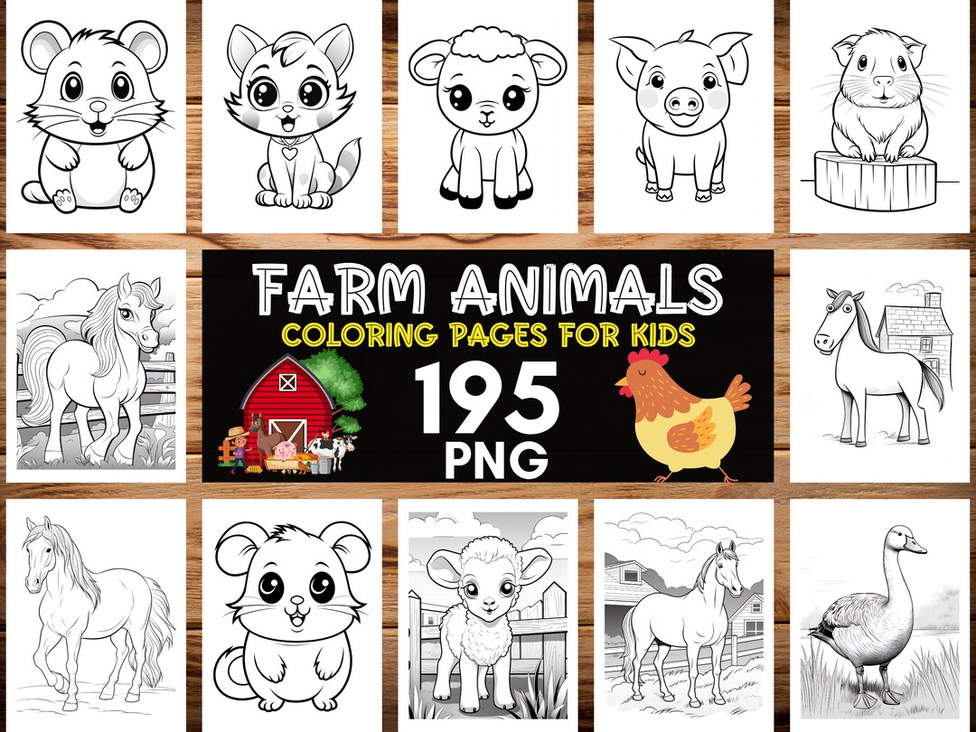 195 Cute Farm Animals Coloring Pages for Kids,animals Coloring Sheets ...