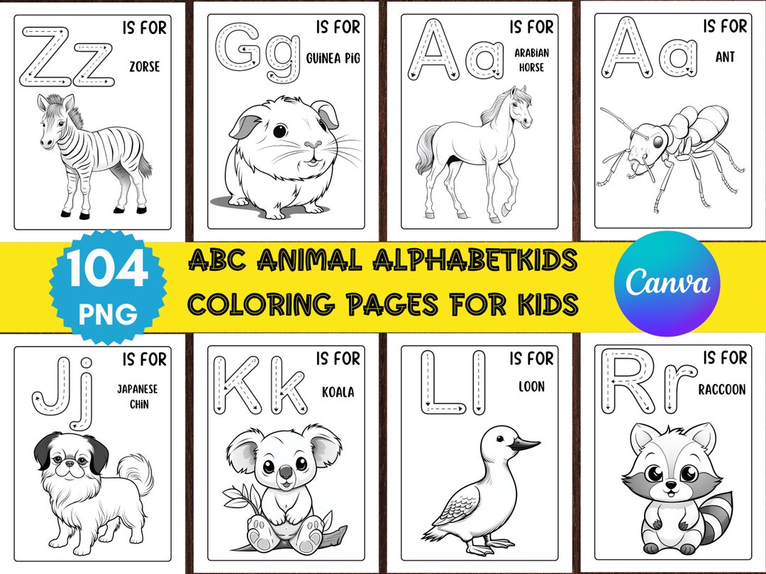 ABC Animal Alphabet Coloring Pages for Kids,preschool Coloring Pages ...
