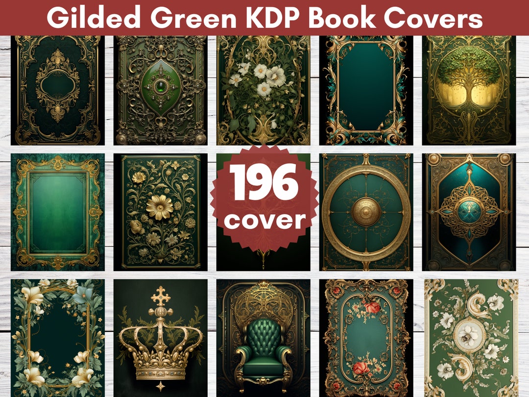 196 Gilded Green Book Covers,printable Decorative Gilded Book Covers ...