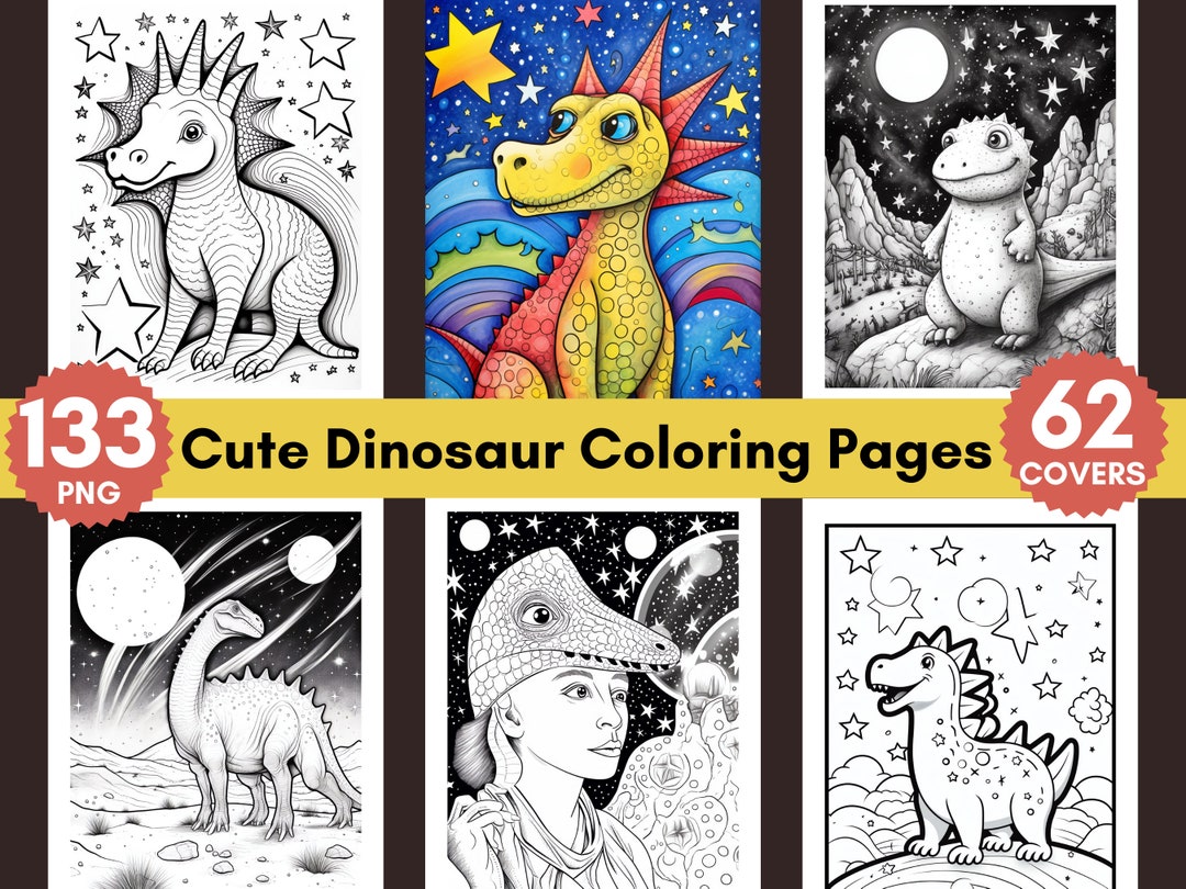 133 Kawaii Dinosaur Coloring Pages for Kids, Baby Dinosaur Coloring ...