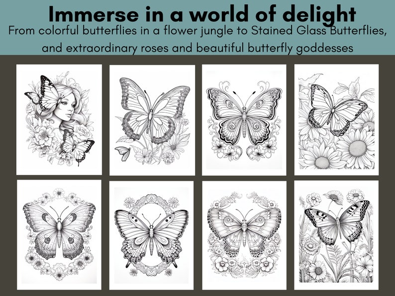 Magical Flowers and Butterfly Coloring Book for Adult:enchanted ...