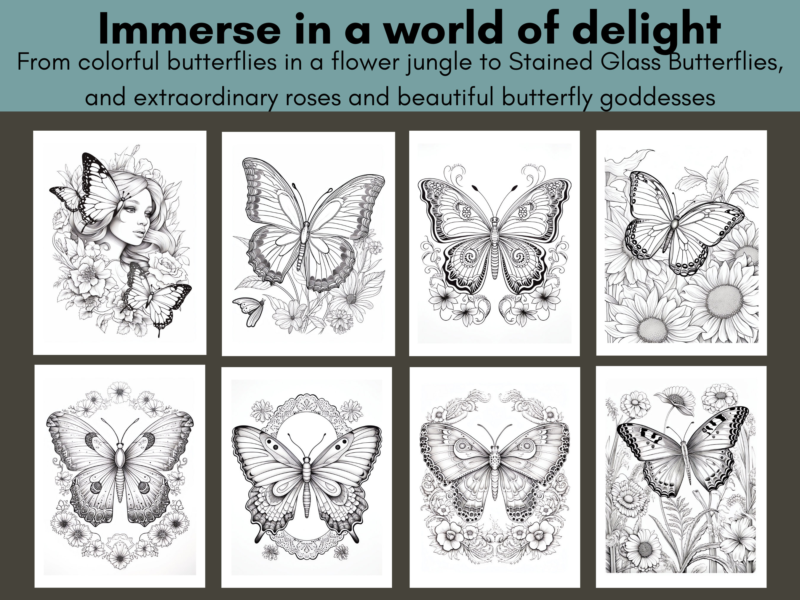 Magical Flowers and Butterfly Coloring Book for Adult:enchanted ...