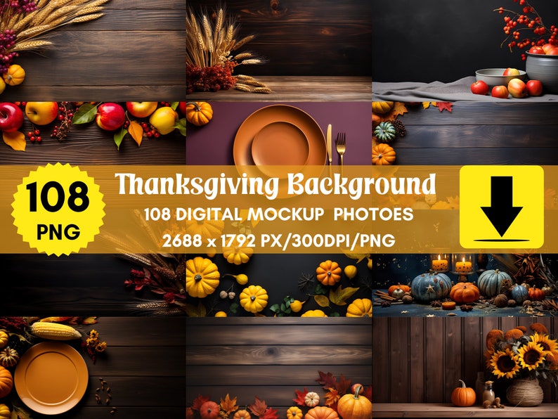 Thanksgiving Background Mockup Flat Lay,fall Product Mockup Background ...