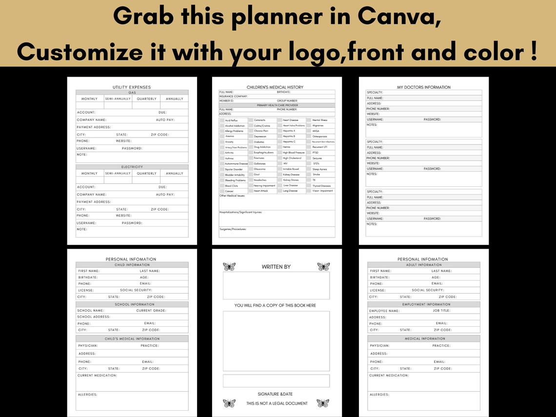 Editable End of Life Planner Template,last Wishes Planner,estate ...