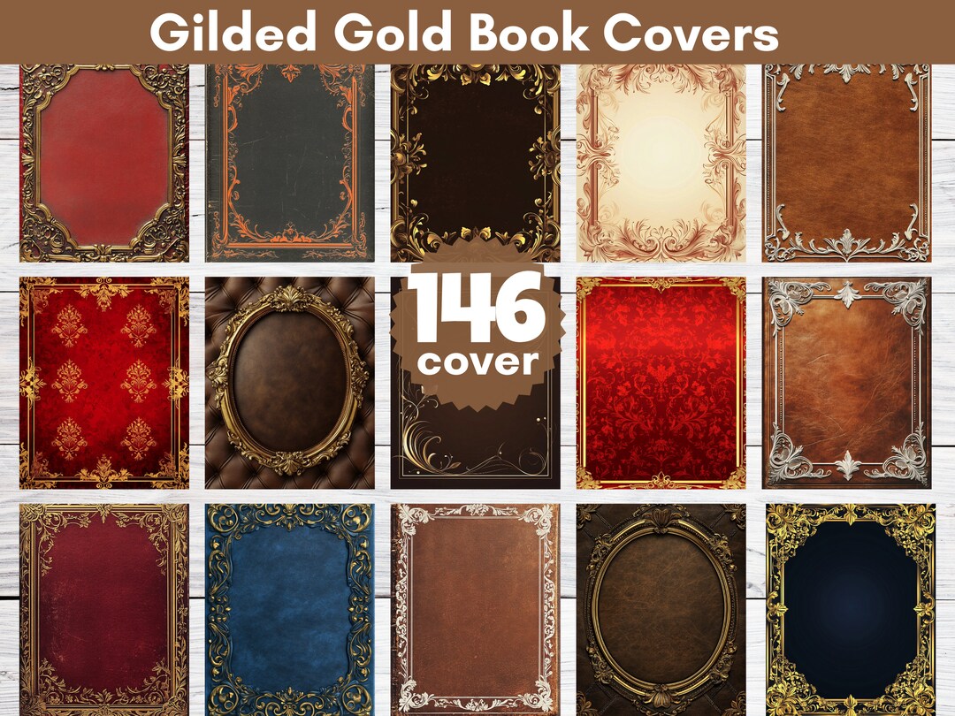 146 Gilded Book Covers Gold Digital Paper,ornamental Book Textures Gold ...