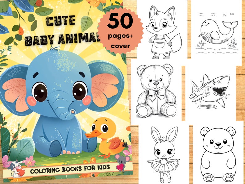 Cute Baby Animal Coloring Books for Kids: Bold,easy and Adorable Baby ...