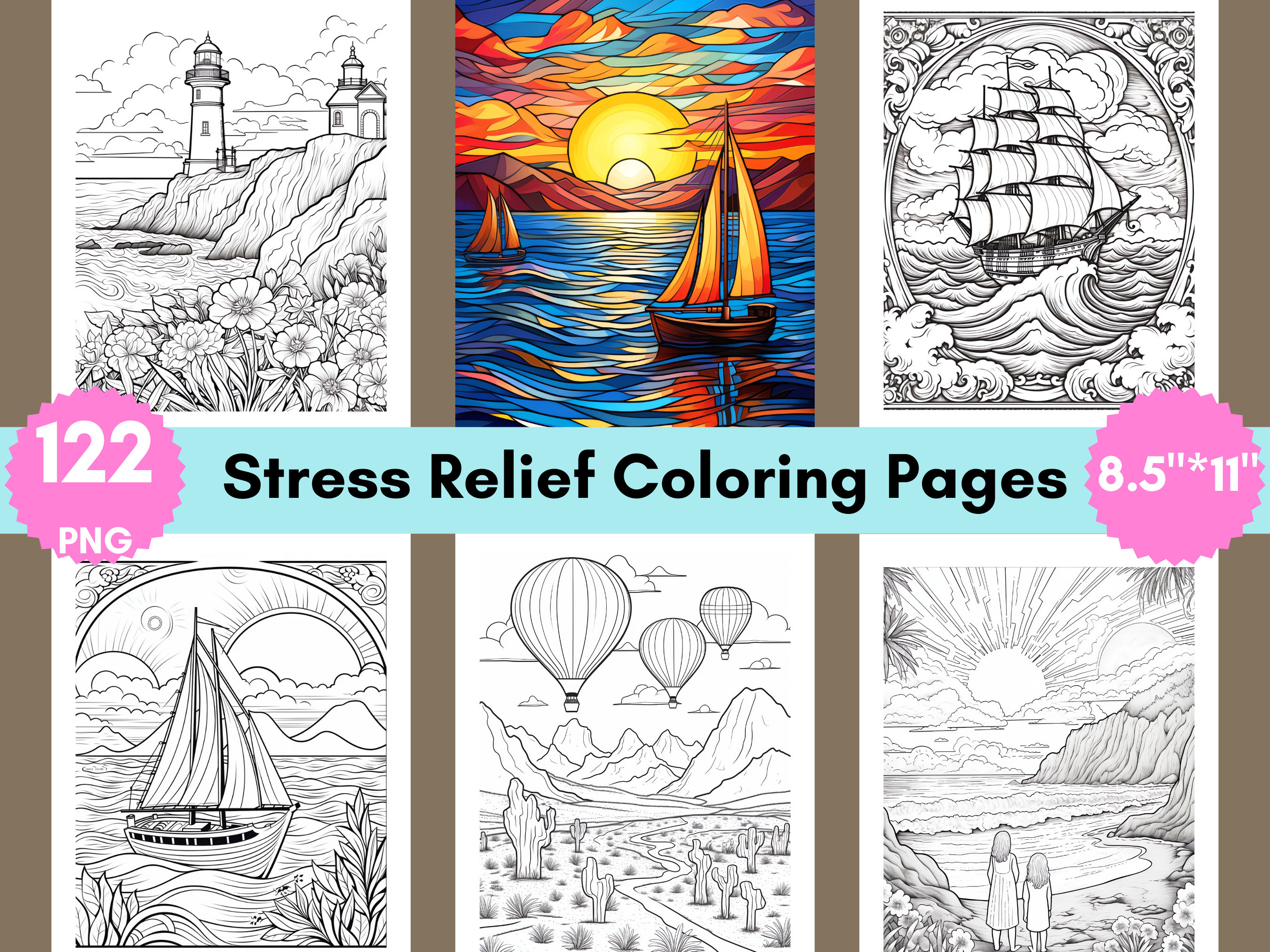 Stress Relief Coloring Pageslandscape Coloring Pagenature - Etsy