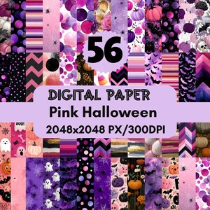 56 Pink Halloween Digital Papers:spooky Ghost Pumpkin Pattern,purple ...