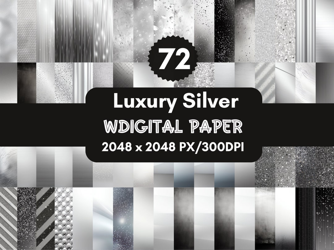72 Silver Foil Digital Paper Textures: Glitter, Paint, Sequins (PNG ...