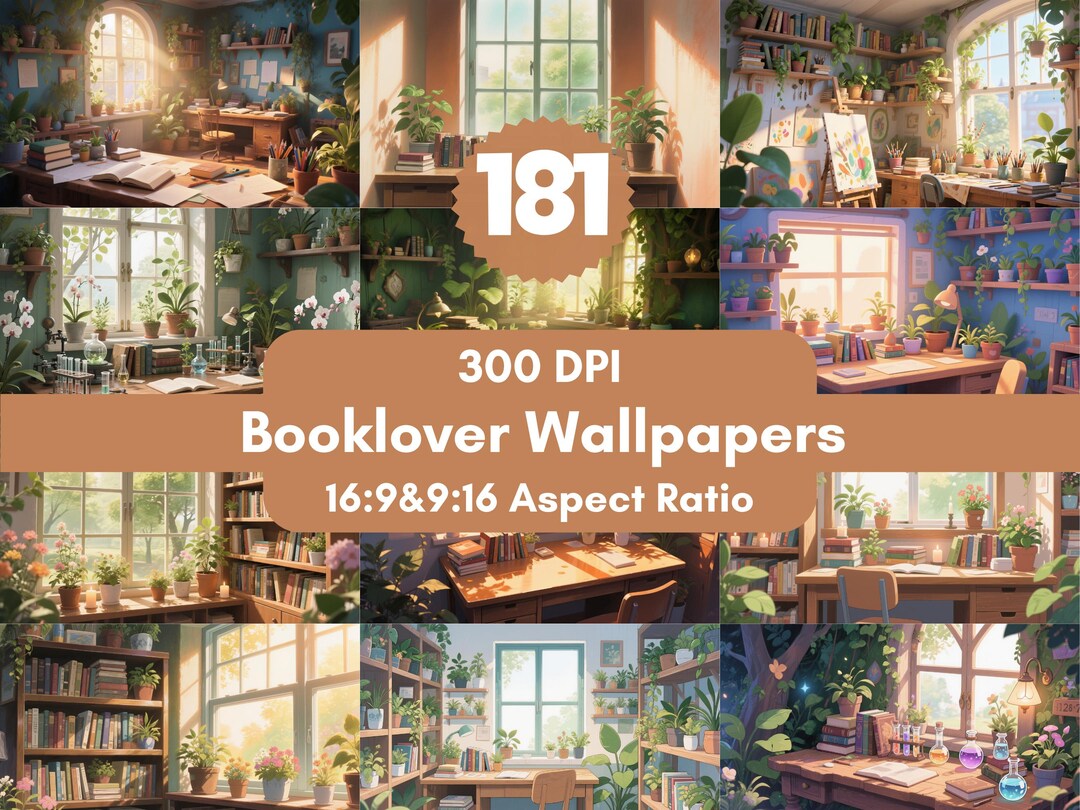 Anime Book Lover Wallpaper Pack: 4K Dual Monitor Backgrounds (181 PNG ...