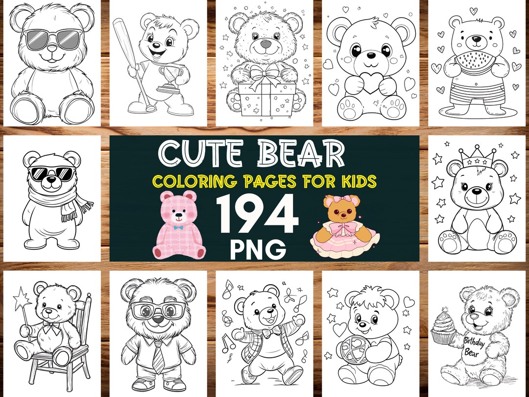 194 Cute Bear Coloring Pages for Kids,kawaii Bear Activity,fun Kids ...