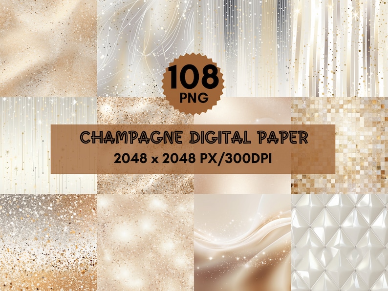 108 Luxury Champagne Digital Paper,seamless Champagne Scrapbook Paper ...