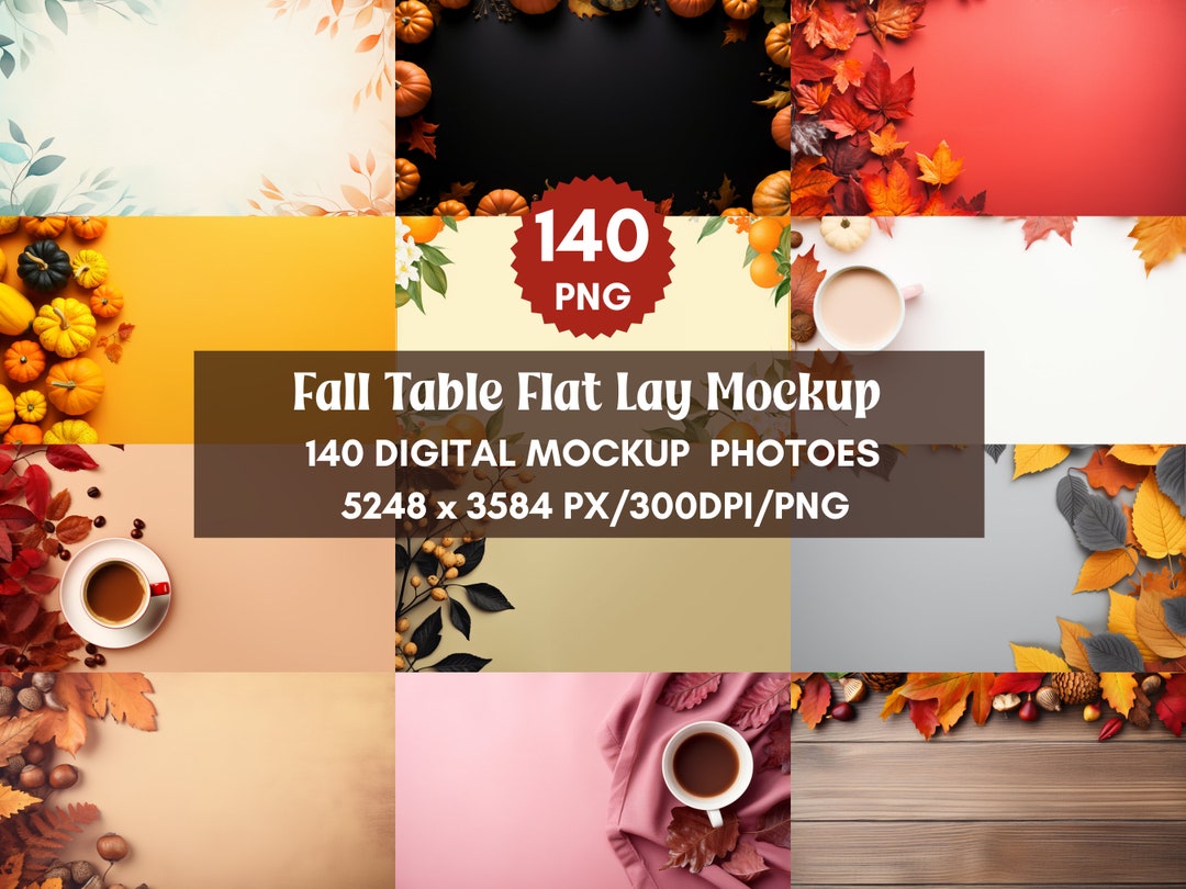 140 Fall Table Flat Lay Mockups: Styled Stock Photography (PNG) - Etsy