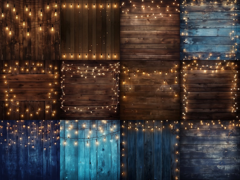 120 Rustic Fairy Lights Background Mockup,wedding Wood Digital Paper ...