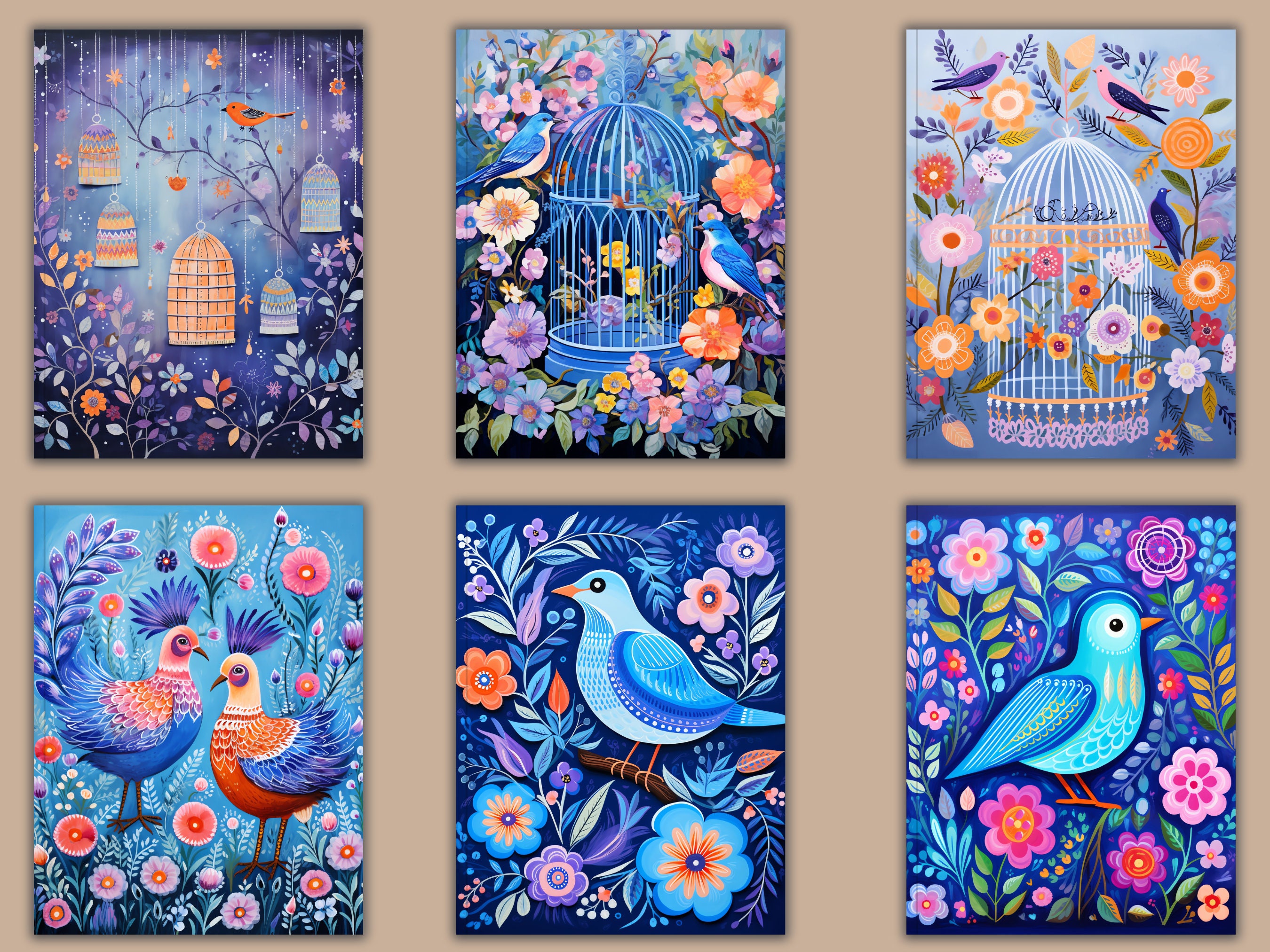 183 Bird & Floral Book Covers Bundle,canva KDP Notebook Template,kdp ...