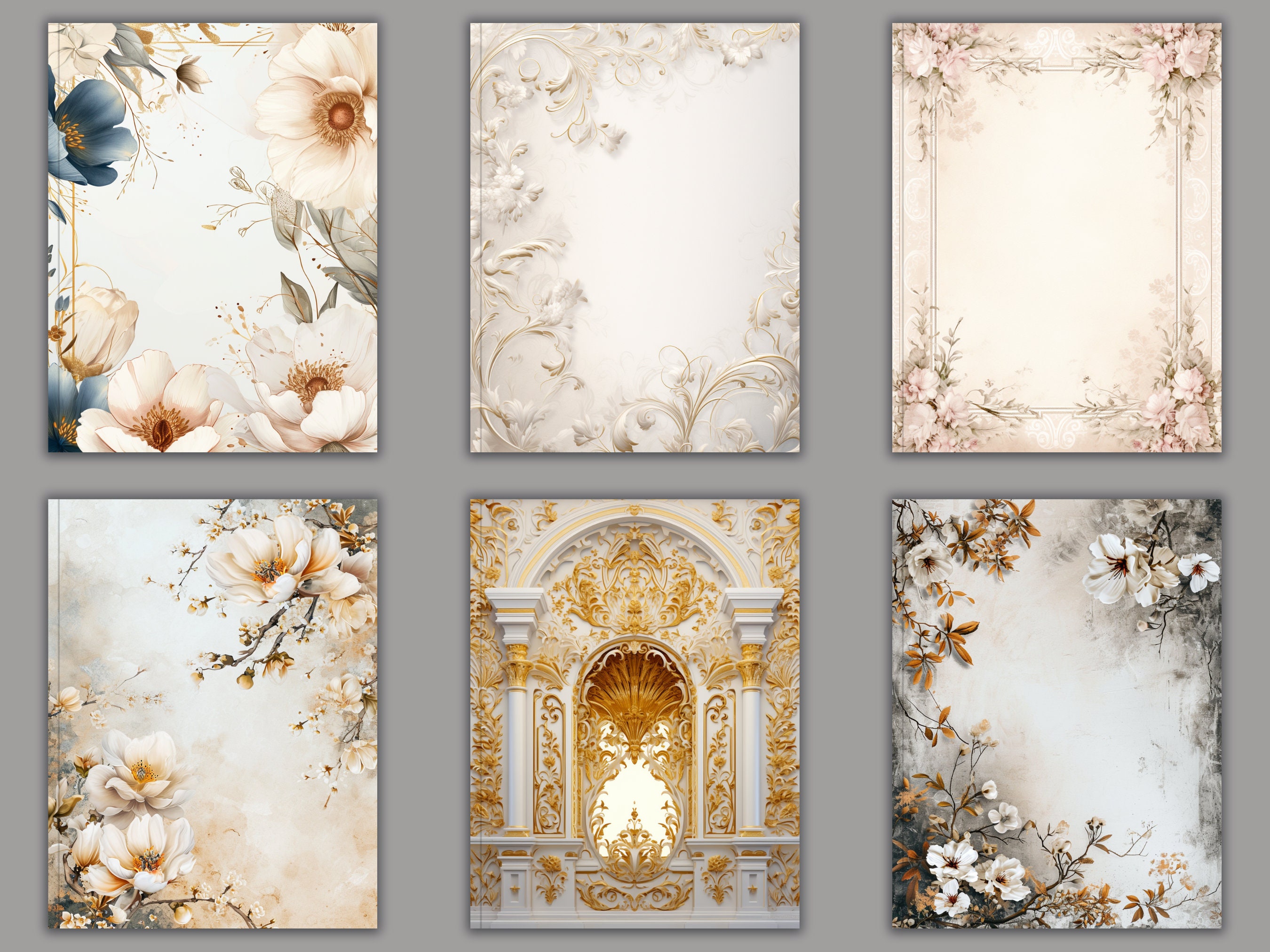 150 Gilded White Book Covers: Printable KDP Template (PNG) - Etsy