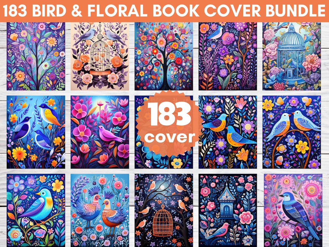 183 Bird & Floral Book Covers Bundle,canva KDP Notebook Template,kdp ...
