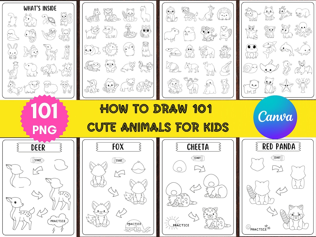 How to Draw Cute Animals for Kids:printable Worksheets,how-to-draw ...