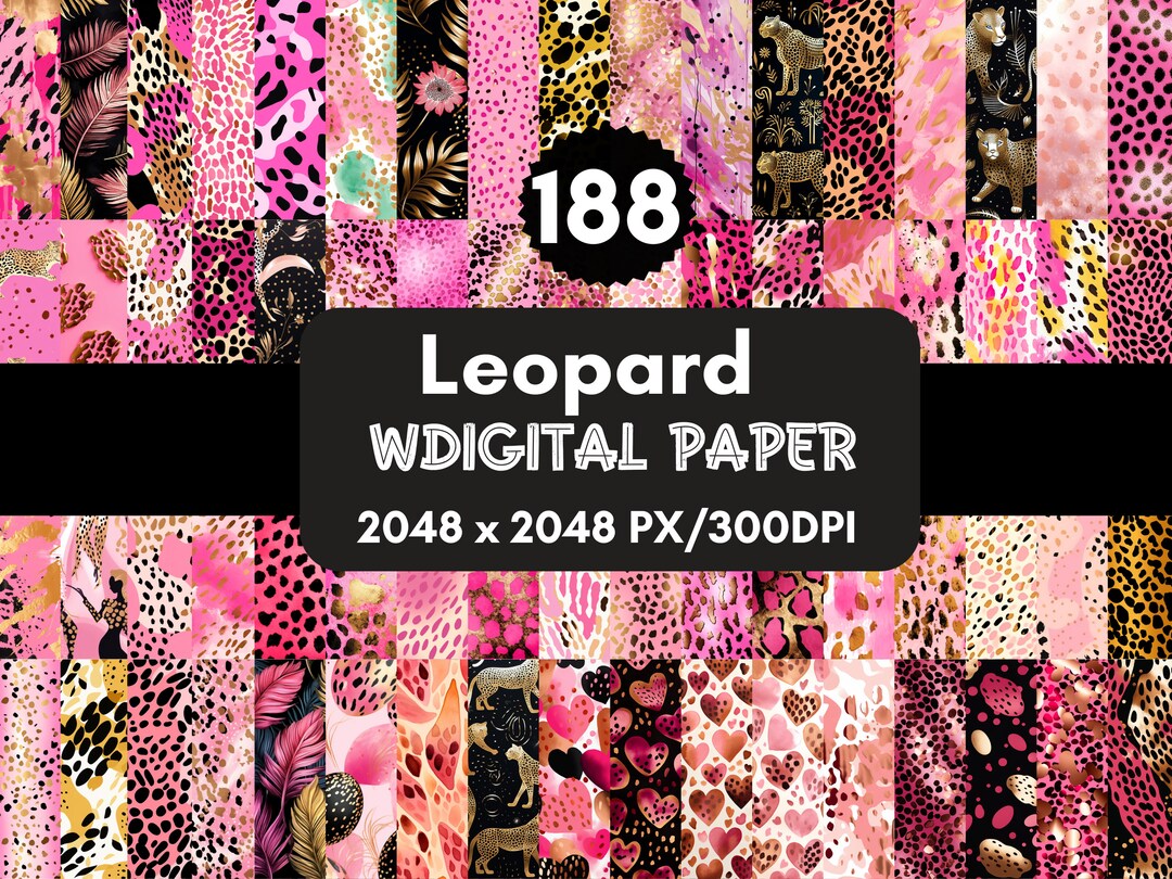188 Pink and Gold Leopard Digital Paper,seamless Leopard Spot Patterns ...