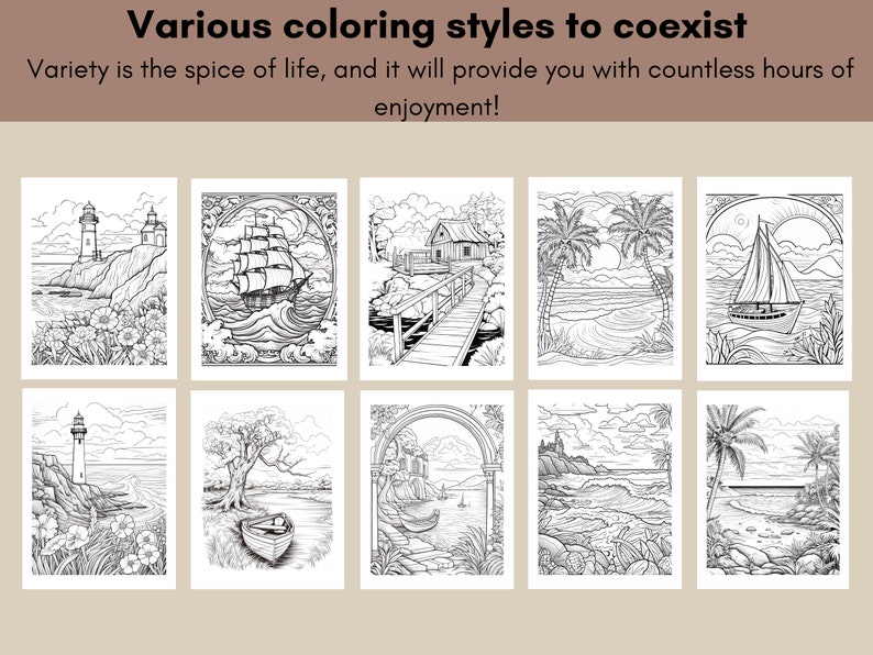 Stress Relief Coloring Pages,landscape Coloring Page,nature Coloring ...