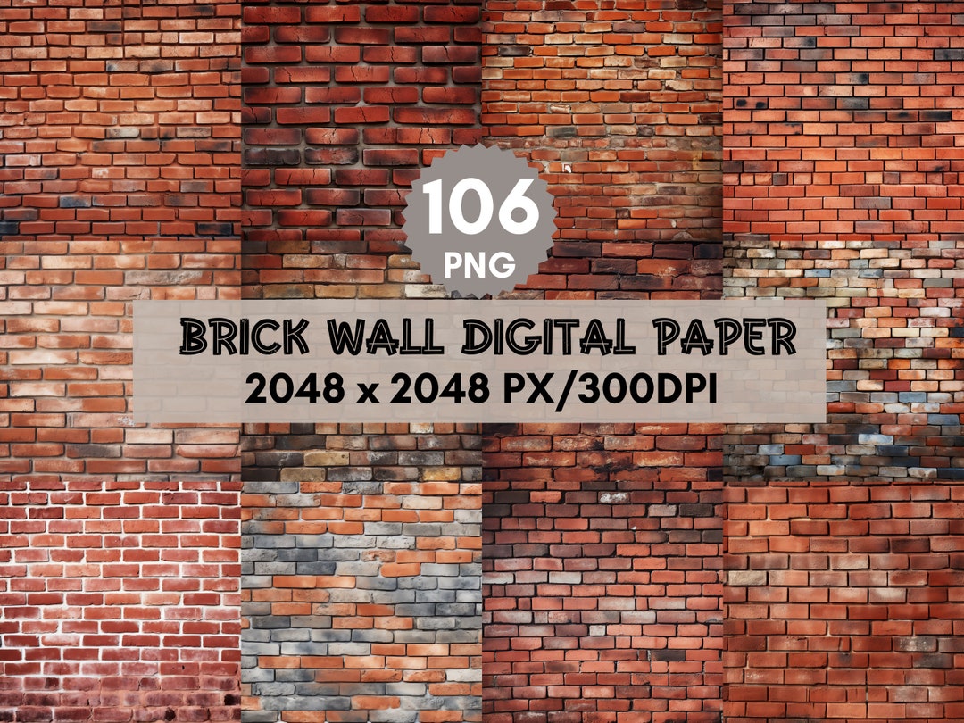 106 Brick Wall Textures Digital Paper, Brick Texture Digital Scrapbook ...