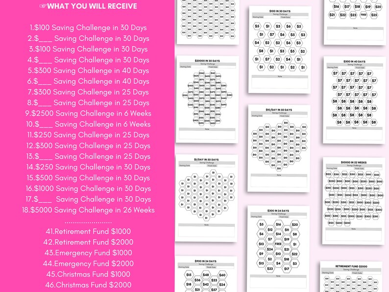 Editable Savings Challenge Template Bundle: 51 Canva Trackers (digital ...