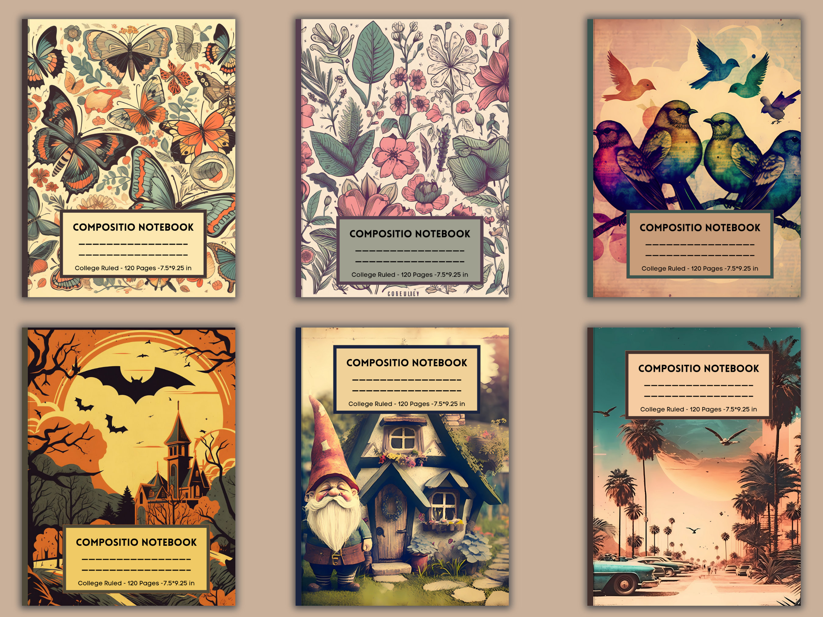 100 Editable Vintage KDP Cover Template,retro Notebook Cover ...