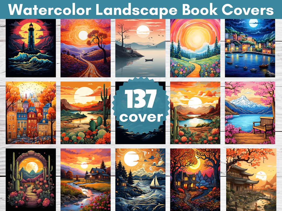 137 Watercolor Landscape Book Covers,book Cover Template,kdp Cover ...
