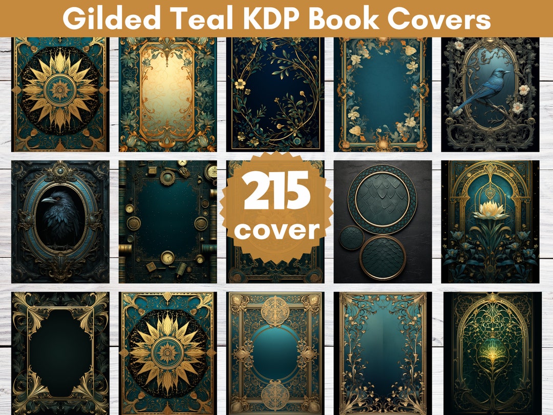 215 Gilded Teal Book Covers,printable Decorative Gilded Book Covers,kdp ...