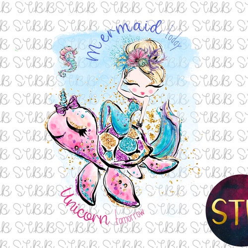 Mermaid Sublimation Design Watercolor Clipart PNG Digital - Etsy
