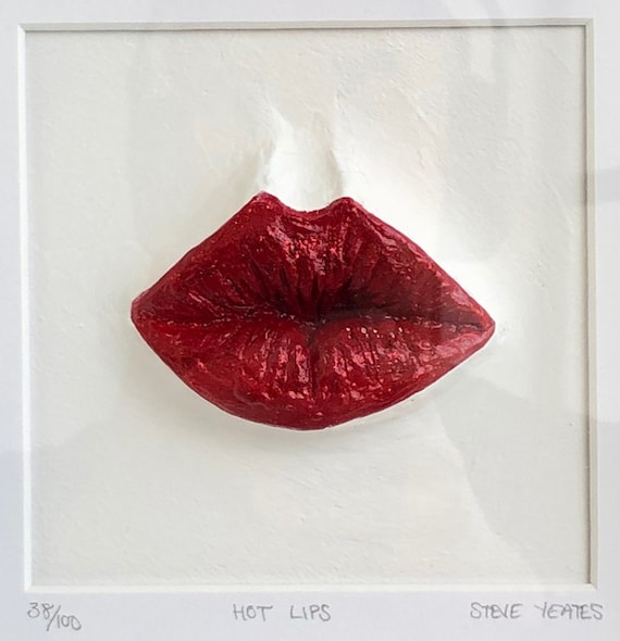Hot Lips Deep Passionate 3D Bas-relief Red Lips in a Box | Etsy