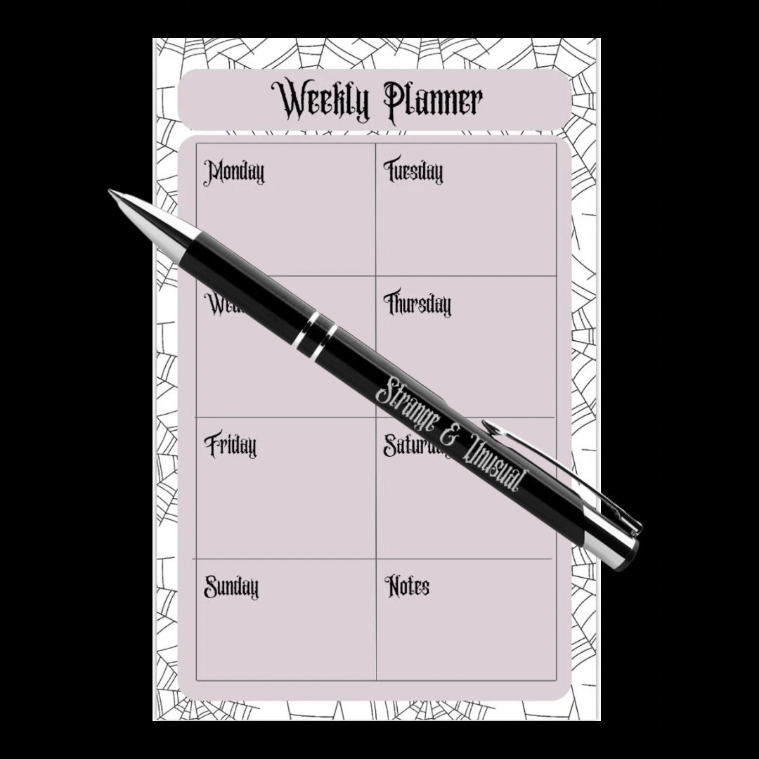 Gothic Weekly Planner Pad, Spiderweb Stationary, Weekly To-do List ...