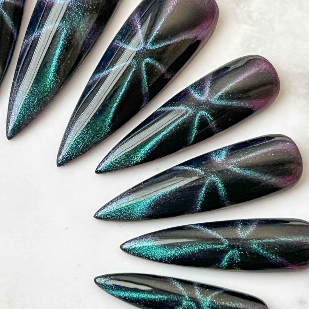 Starburst Cat Eye, Press on Nails, Colour Shift Nails, Cosplay Nails ...