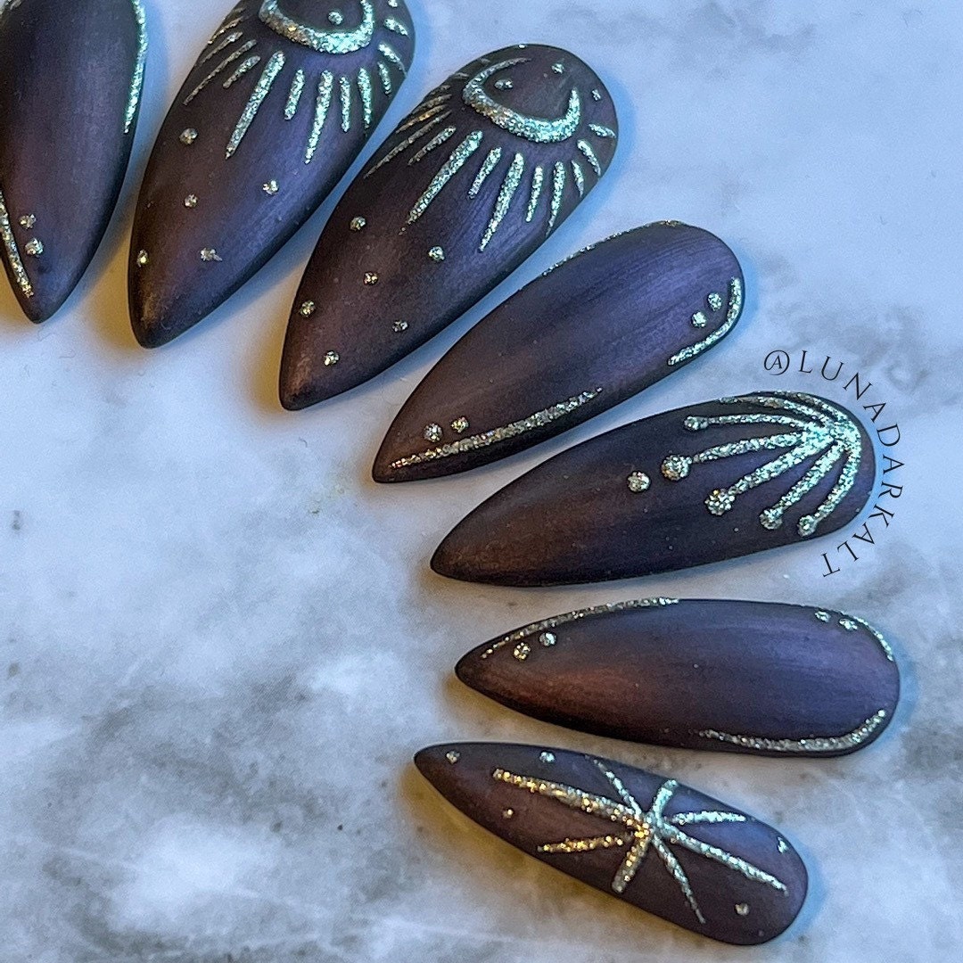 Celestial Tarot Press on Nails Witchy Nails Tarot Moon - Etsy