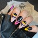Neon Space Rainbow Nails Neon Drip Nails Goth Press Ons - Etsy