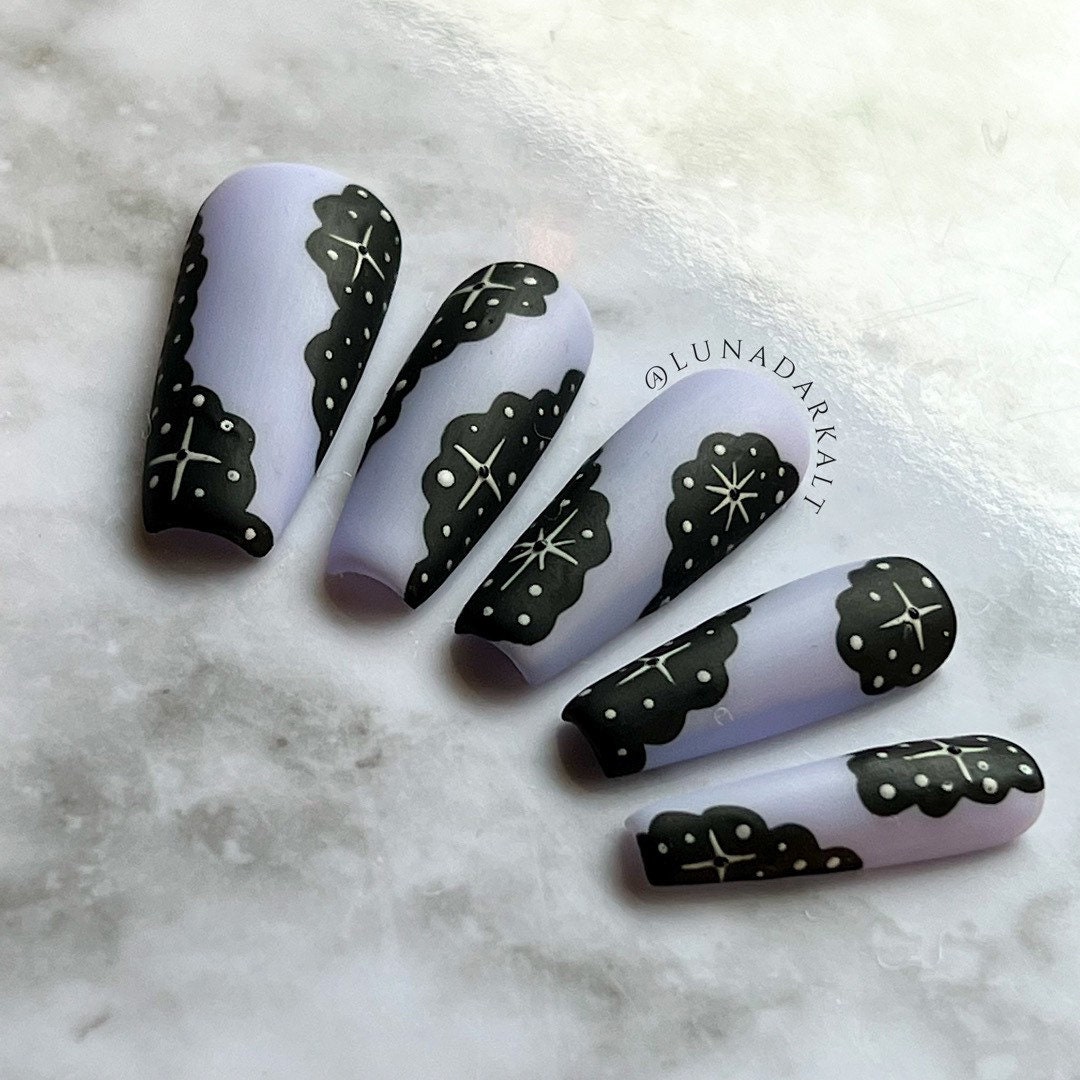 Periwinkle Ostara, Starry Sky Nails, Witchy Press Ons, Celestial Nails ...