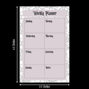 Gothic Weekly Planner Pad, Spiderweb Stationary, Weekly To-do List ...