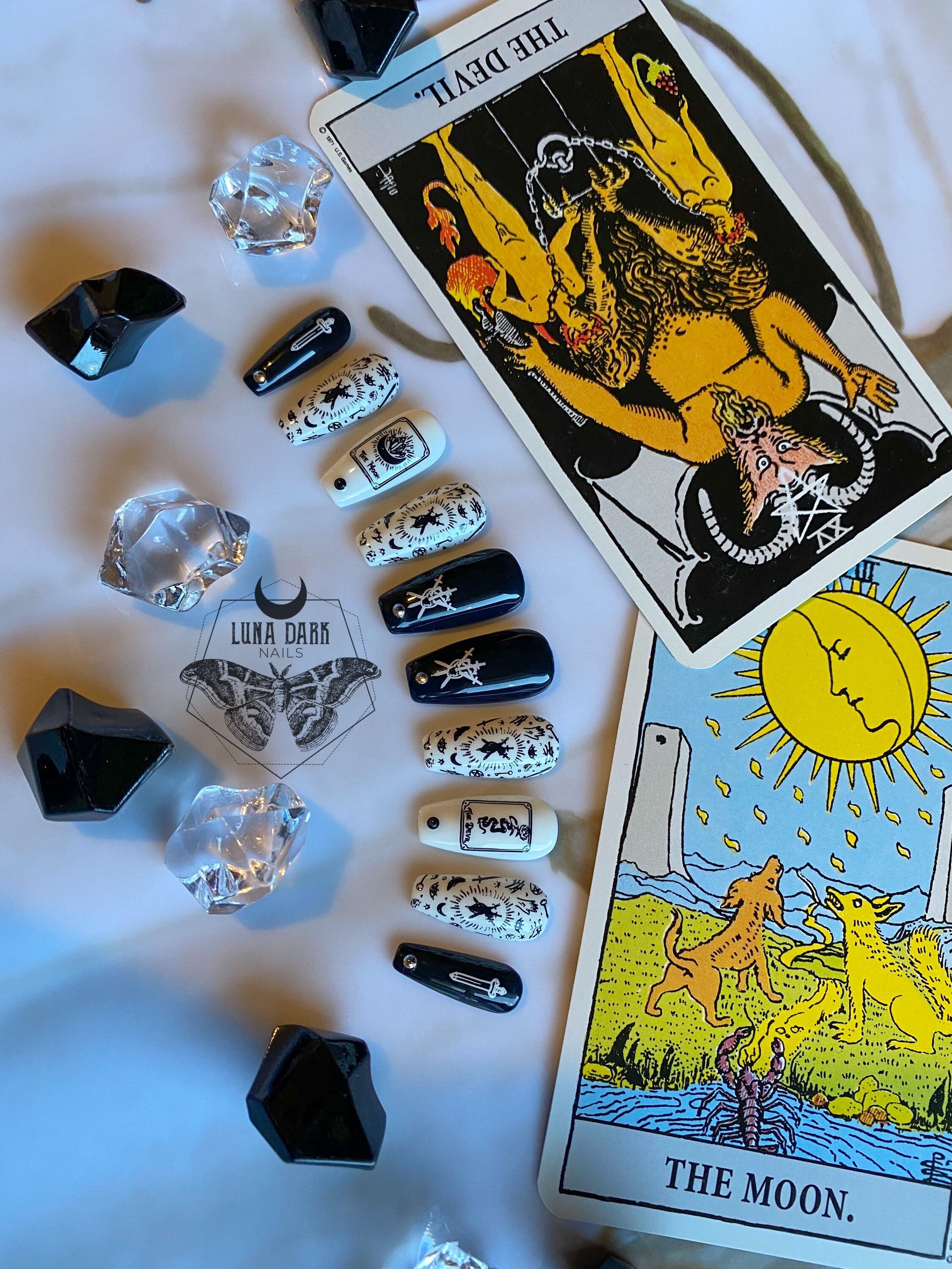 PRESS ON NAILS Goth Press Ons Tarot Nails Reusable | Etsy