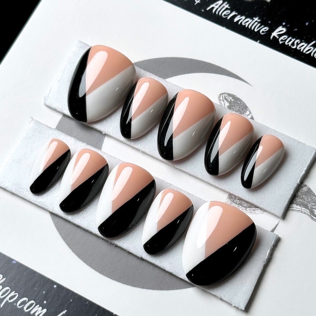 Duality French, French Manicure Nails, Witchy Press on Nails, Gothic ...